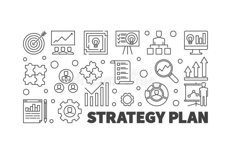 Strategy Plan Vector Outline Concept Illustration or Banner Stock ...
