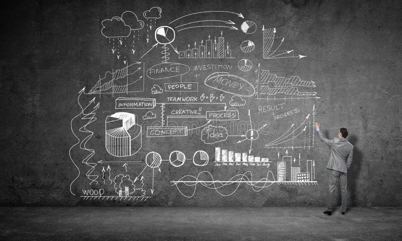 Strategy plan on wall stock image. Image of office, grey - 65275287