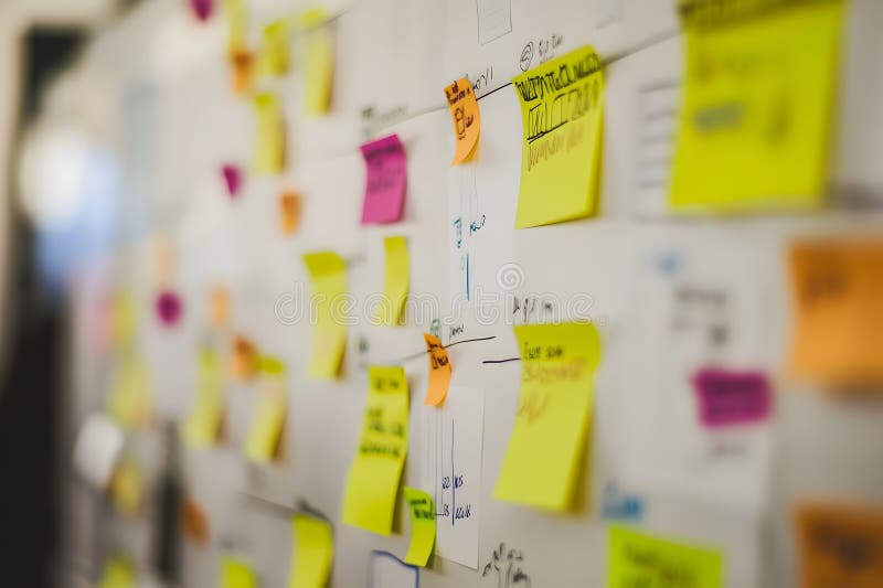 Strategy Planning Board Full of Charts and Sticky Notes Stock Photo ...