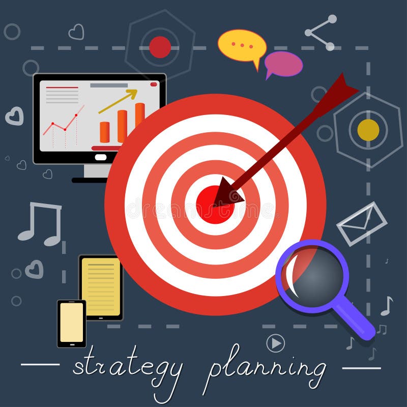 Strategy Planning Icons with Bright Pictures Stock Vector ...
