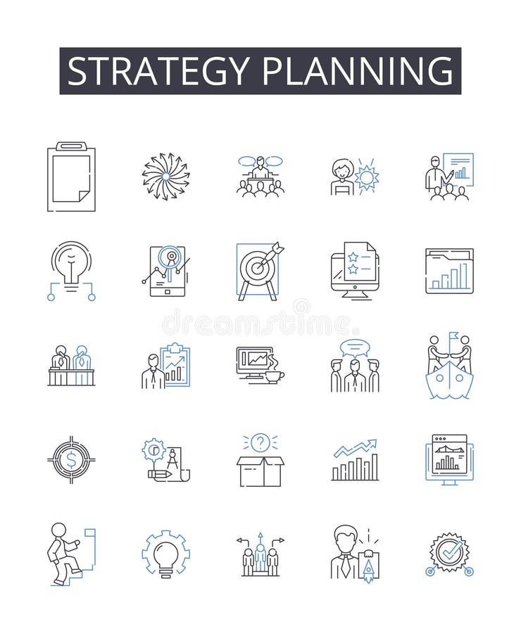 Strategy Planning Line Icons Collection. Goal Setting, Action Plan ...