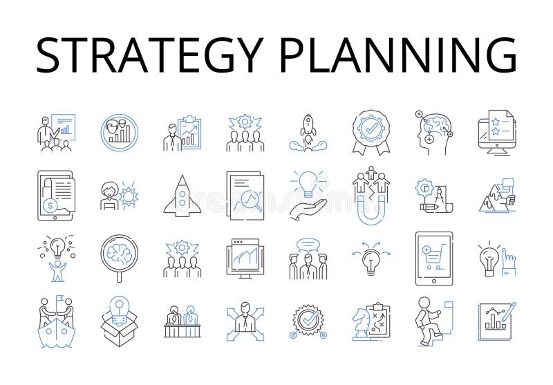 Strategy Planning Line Icons Collection. Goal Setting, Action Plan ...