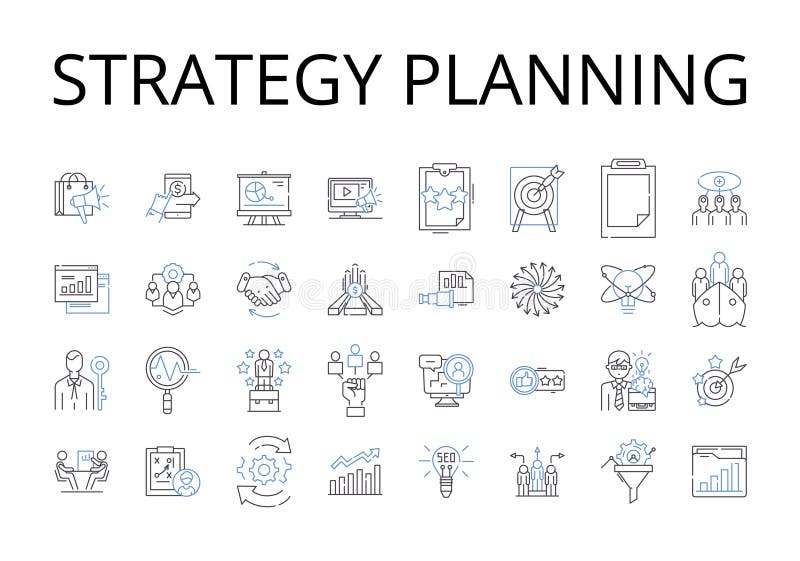 Strategy Planning Line Icons Collection. Goal Setting, Action Plan ...