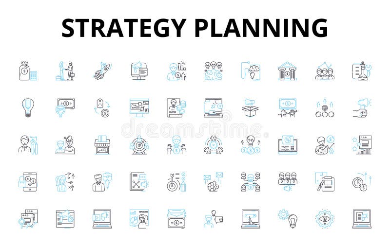 Strategy Planning Linear Icons Set. Alignment, Analysis, Approach ...