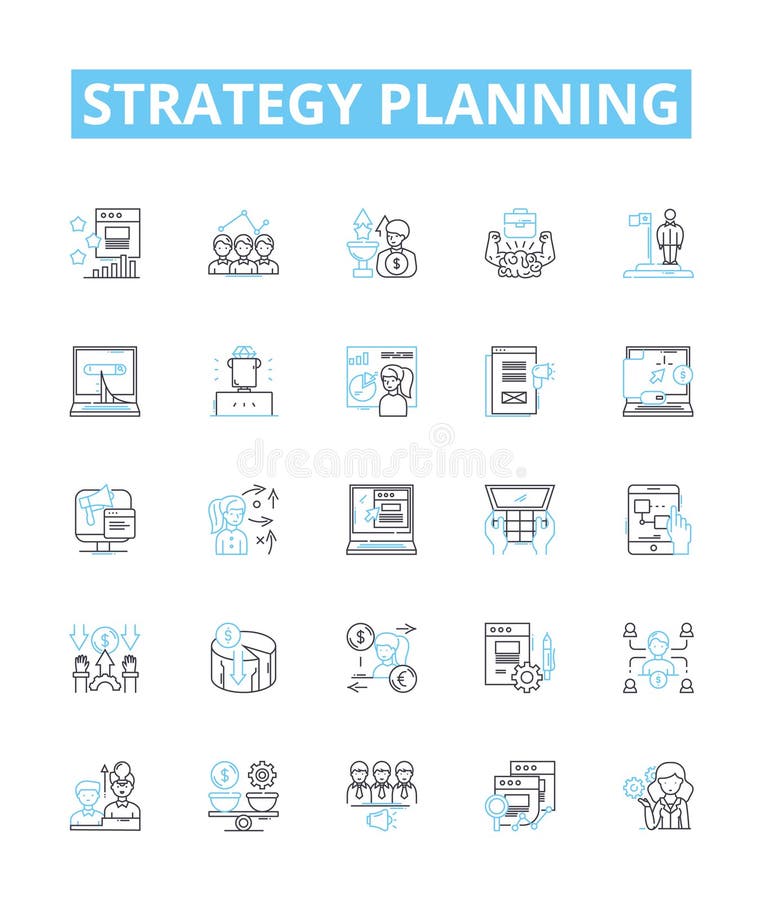 Strategy Planning Vector Line Icons Set. Strategy, Planning, Strategy ...