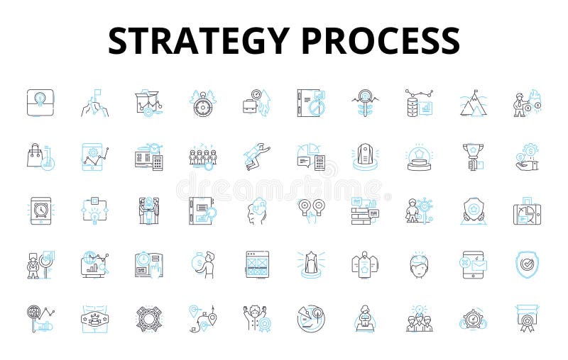 Strategy Process Linear Icons Set. Planning, Analysis, Execution ...