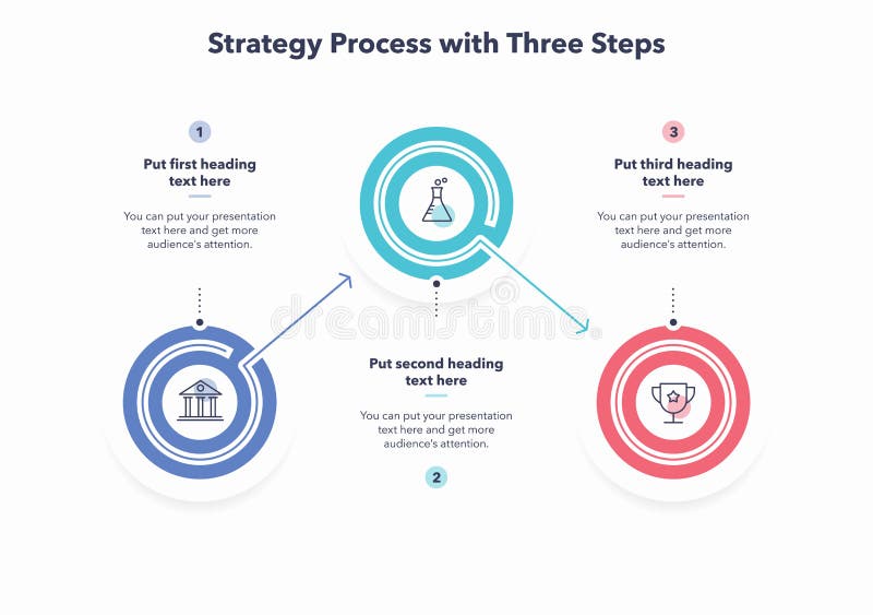 Strategy Process Template with Three Colorful Steps Stock Illustration ... Strategy Process Template with Three Colorful Steps Stock Illustration ...