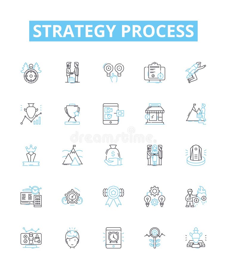 Strategy Process Vector Line Icons Set. Planning, Analysis, Execution ...