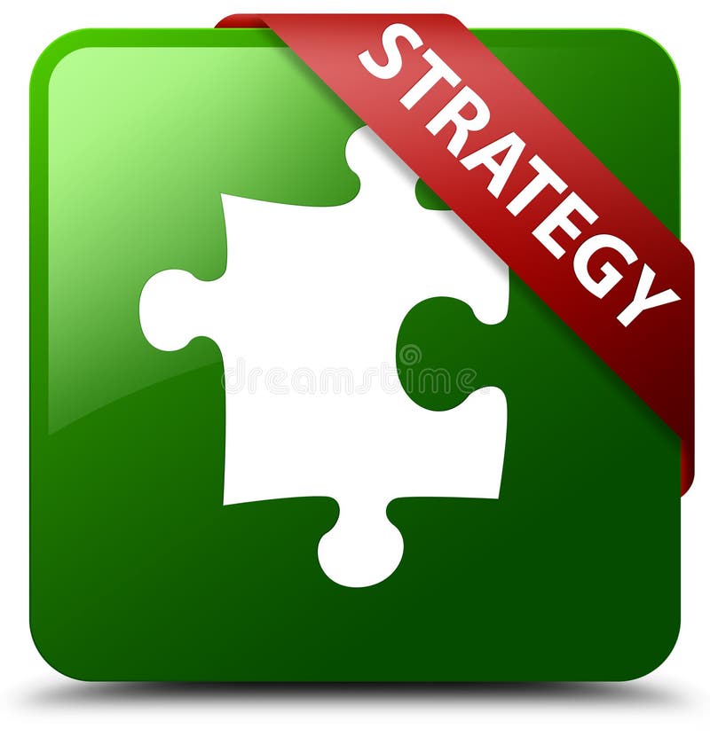 Strategy Puzzle Icon Green Square Button Stock Illustration ...