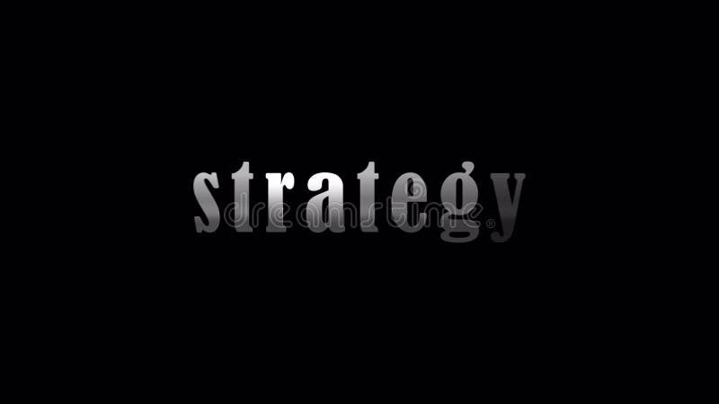 Strategy Silver Text with Effect Animation on Black Abstract Background ...