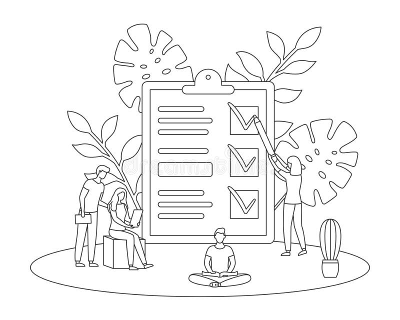 Strategy Startup Team Work Checklist Line Vector Stock Vector ...