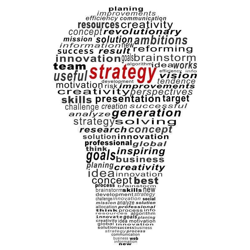 Strategy Text Collage Composed In The Shape Of Bulb Stock Illustration ...