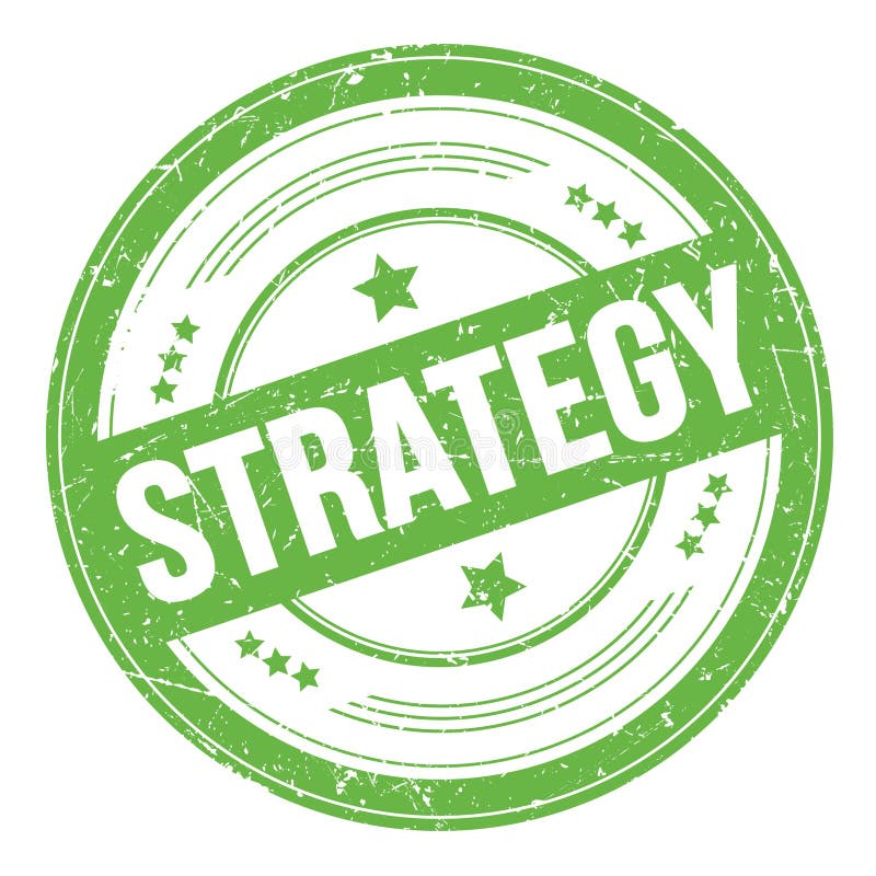 STRATEGY Text on Green Round Grungy Stamp Stock Illustration ...