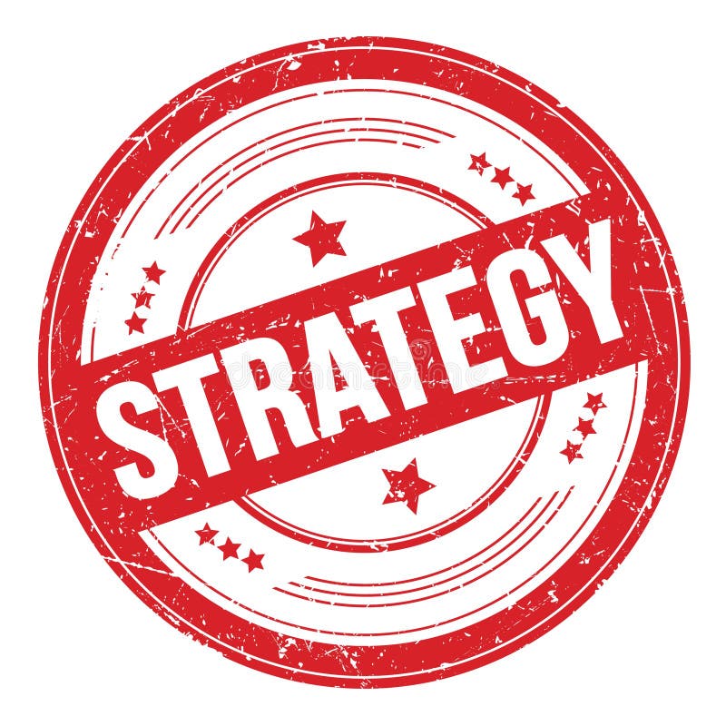 STRATEGY Text on Red Round Grungy Stamp Stock Illustration ...