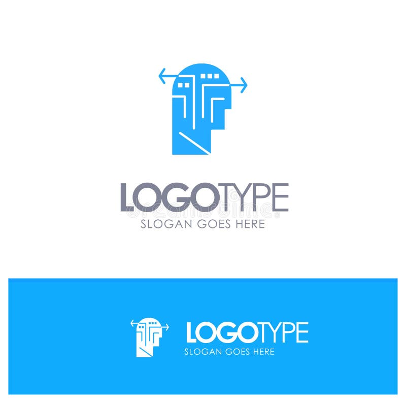 Strategy, Thinking, Mind, Head Blue Solid Logo with Place for Tagline ...