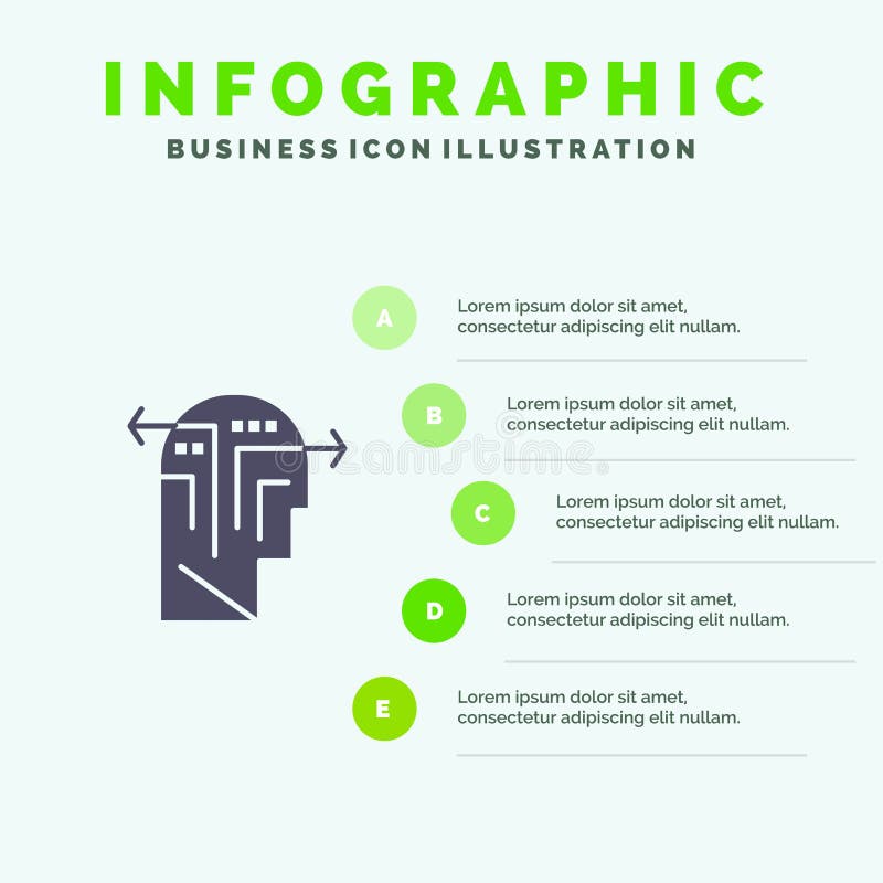 Strategy, Thinking, Mind, Head Solid Icon Infographics 5 Steps ...