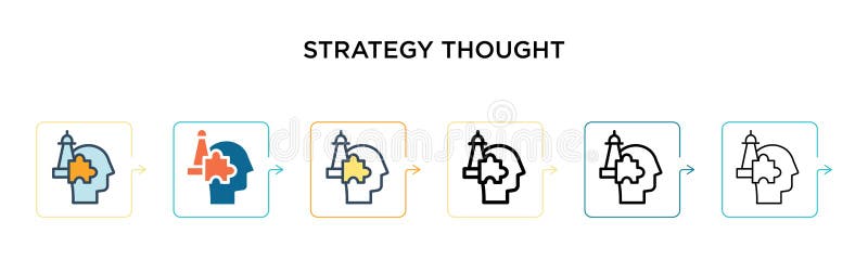 Strategy Thought Vector Icon in 6 Different Modern Styles. Black, Two ...