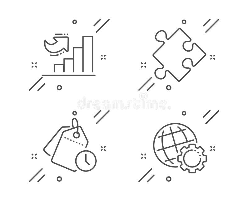 Strategy, Time Management and Growth Chart Icons Set. Globe Sign ...