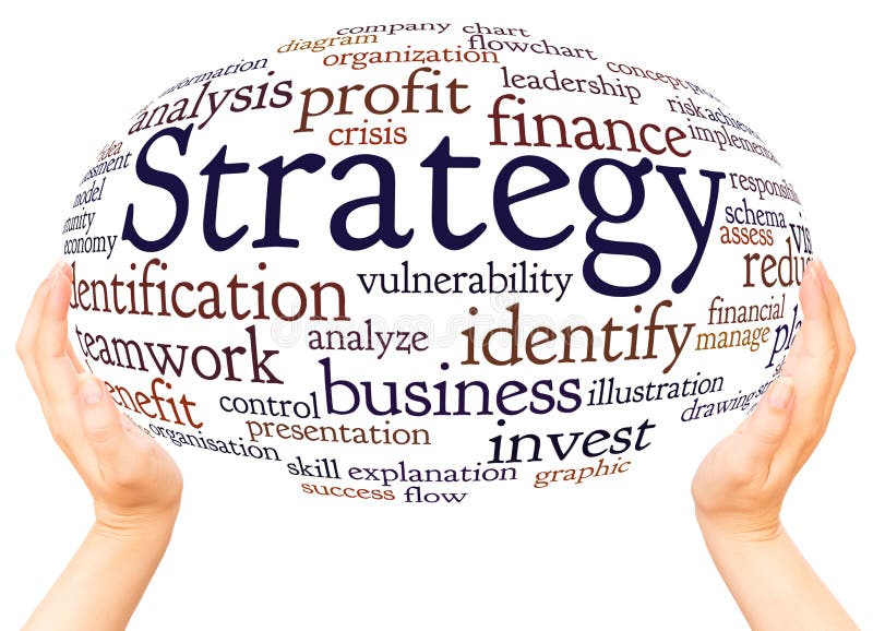 Strategy Word Cloud Hand Sphere Concept Stock Illustration ...