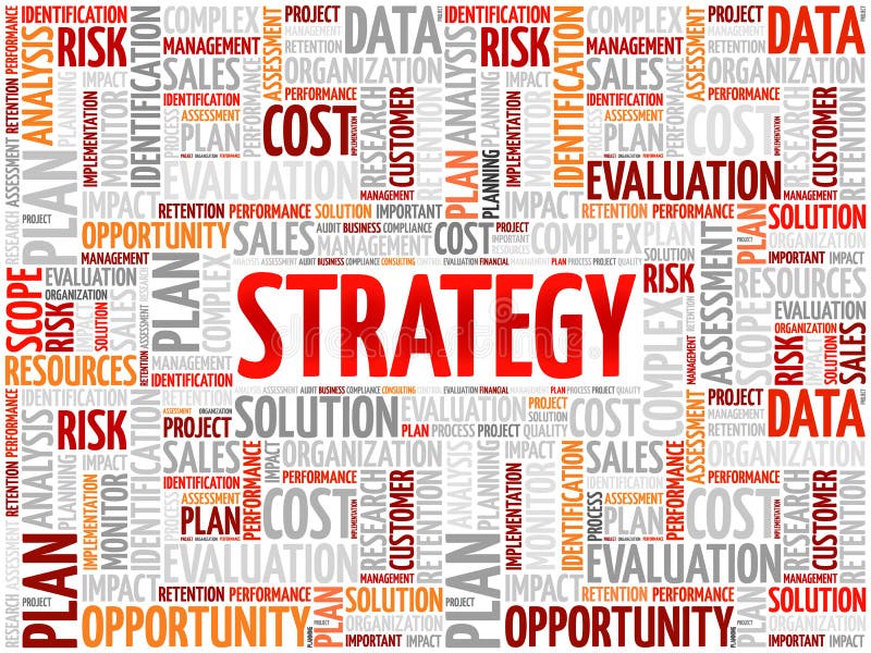 Strategy word cloud stock illustration. Illustration of innovation ...