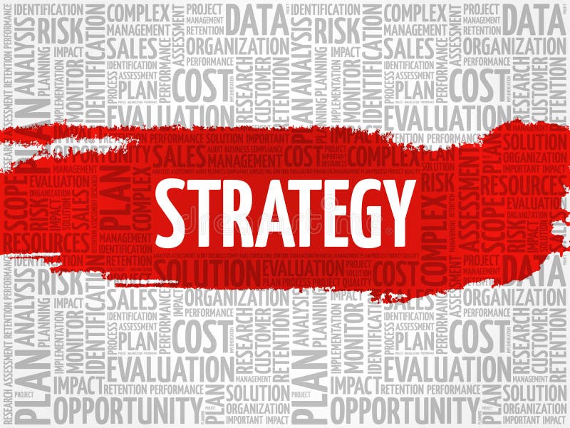 Strategy word cloud stock illustration. Illustration of growth - 206641714