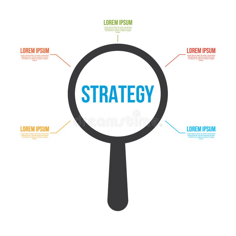 Strategy Word Magnifying Glass Stock Vector - Illustration of icon ...