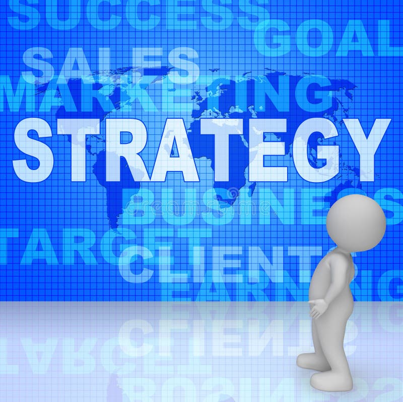 Strategy Words Indicates Solutions Vision and Trade 3d Rendering Stock ...