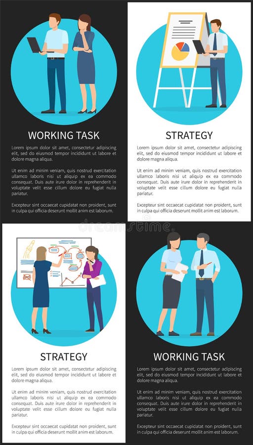 Strategy Working Task Set of Color Office Banners Stock Vector ...