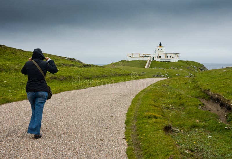 Strathy Point Lighthouse on Top of Wild Cliffs at the Atlantic Coast ...