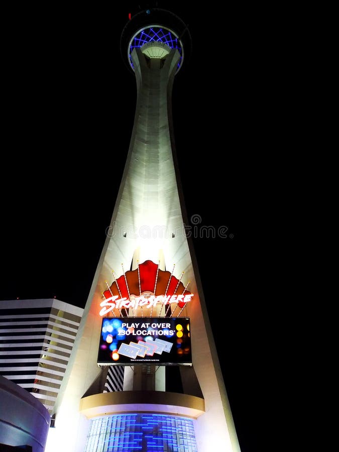 Stratosphere Tower Nighttime Shot Angle Editorial Stock Photo - Image ...