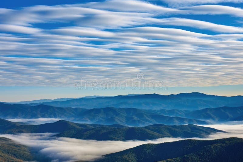 Stratus Cloud Layer Over a Mountain Range Stock Photo - Image of ...