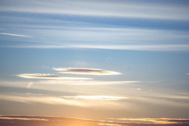 Stratus Clouds Floating on the Blue Sky in the Summer. Sunrise ...