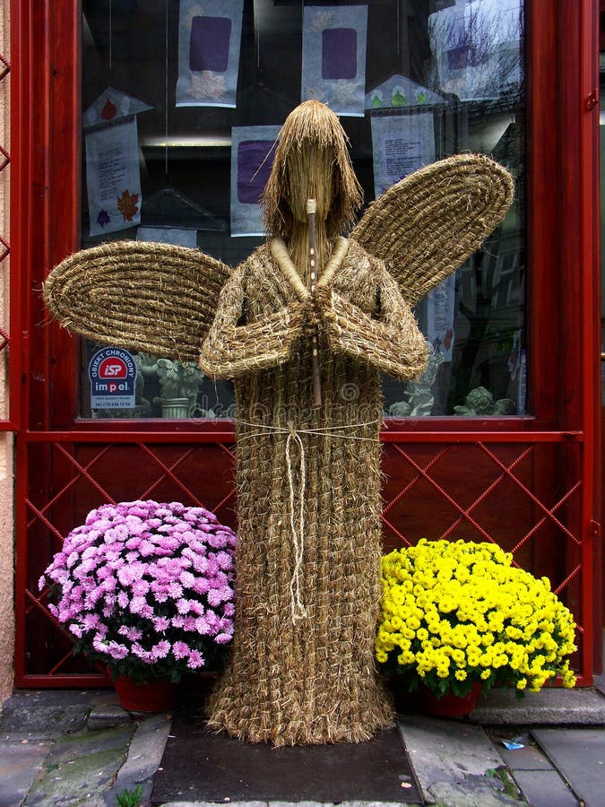 Straw angel stock image. Image of wings, statue, religion - 88955