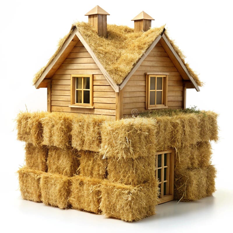 Straw Bale House Isolated on White Background Stock Illustration ...