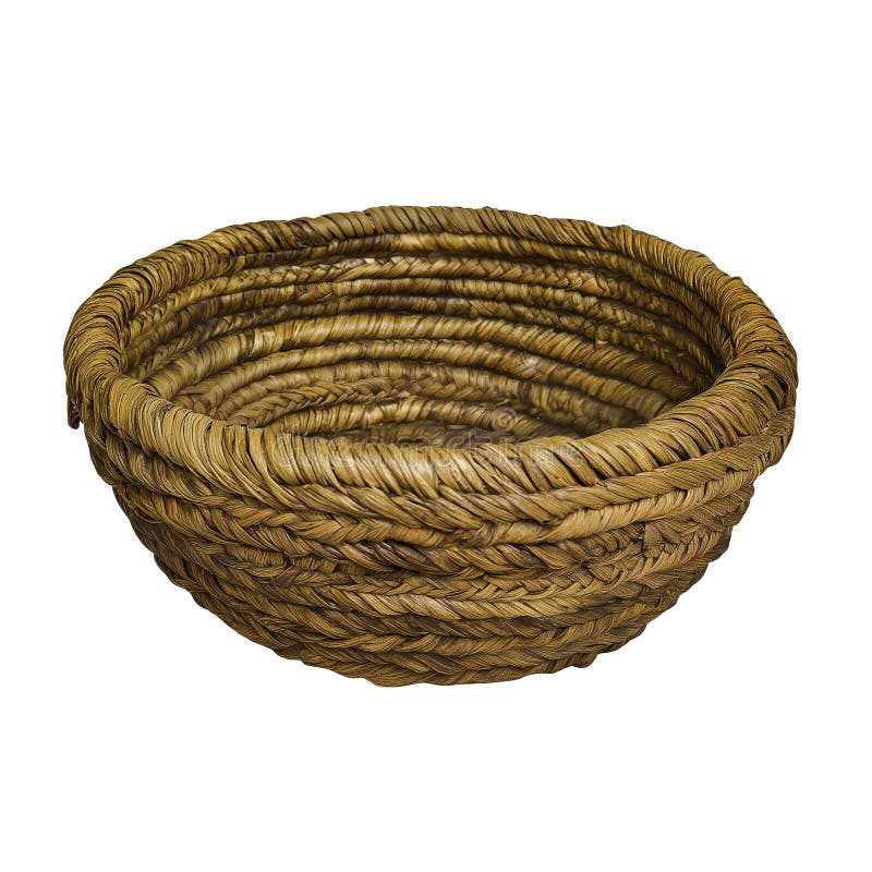 Straw Basket on Transparent Background, Rustic Handmade Container ...