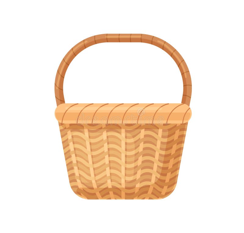 Straw Basket with Woven Handle. Empty Wicker without Lid. Realistic ...