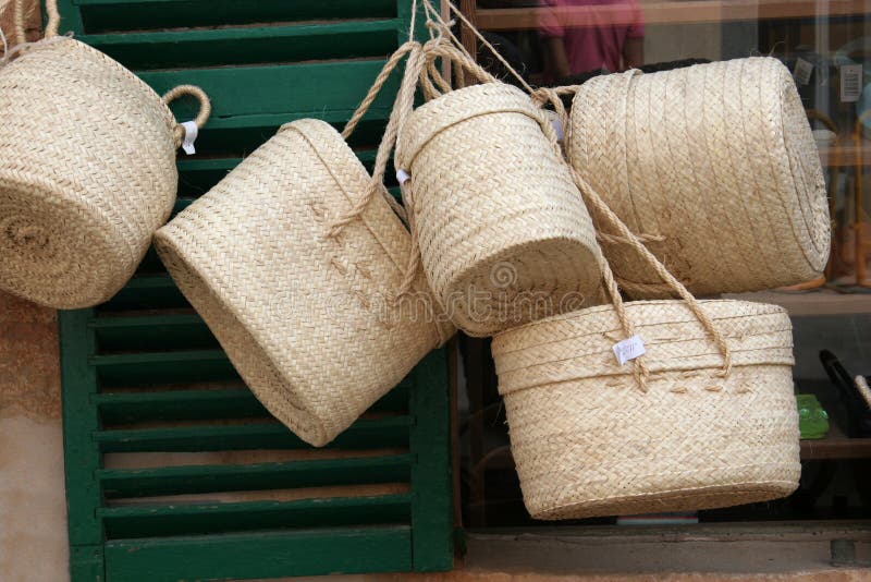 Ethnic Wicker Baskets for Sale Stock Photo - Image of souvenirs ...