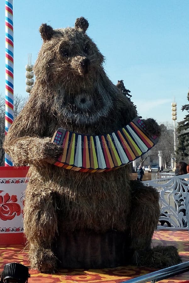 Straw bear stock photo. Image of carnival, mammal, clothing - 221707330