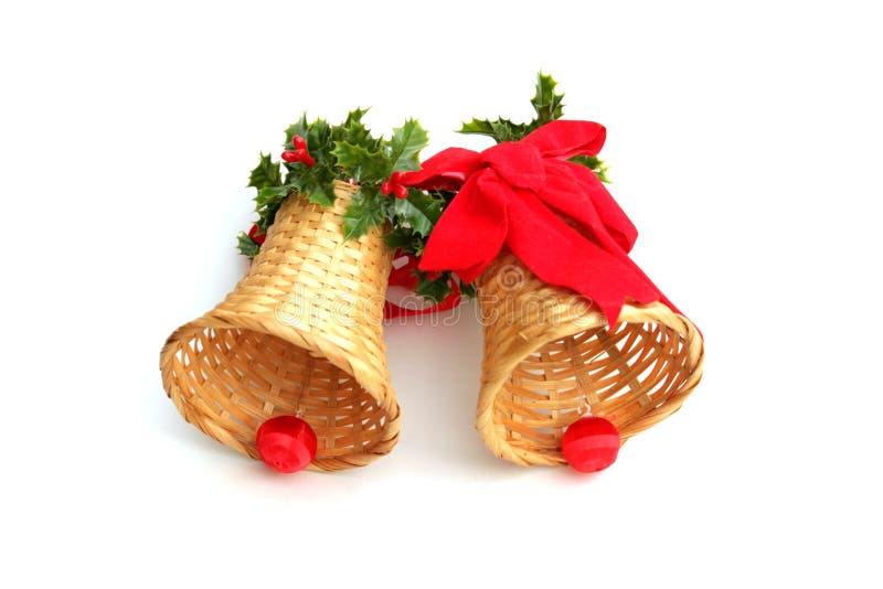 Straw Bells As Christmas Decoration Stock Photo - Image of ribbon ...