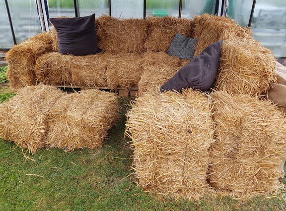 Straw bench stock image. Image of terrace, group, benches - 233992051