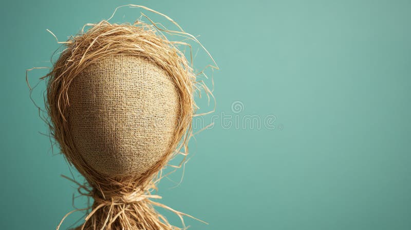 A Straw and Burlap Mannequin Against a Green Background. Stock Image ...