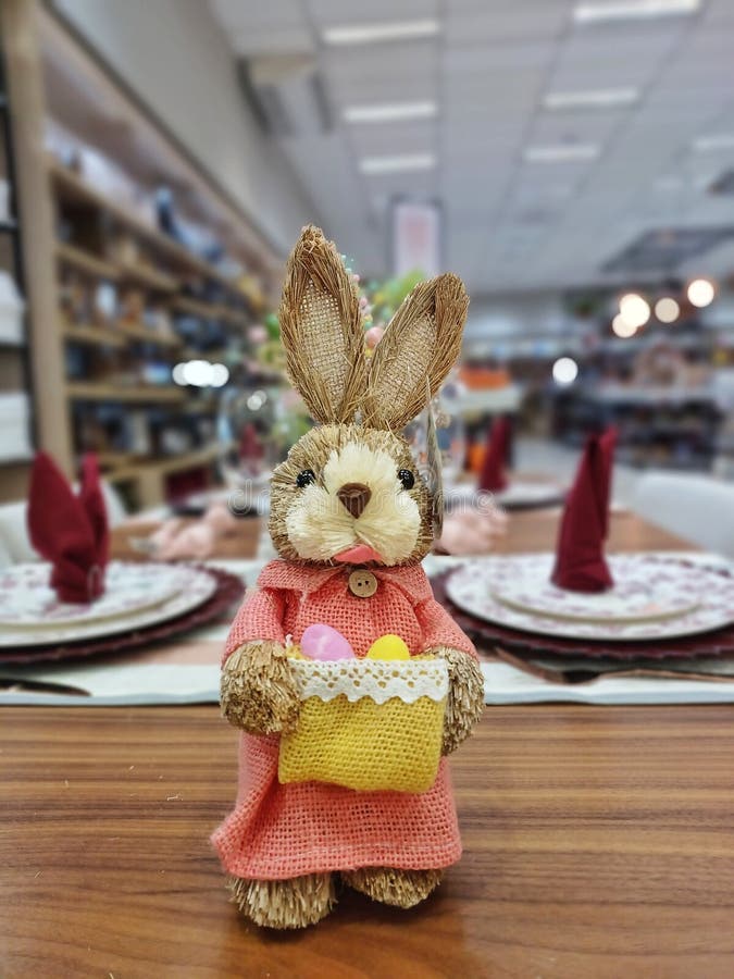Straw Easter Bunny with Eggs in a Store Stock Image - Image of easter ...