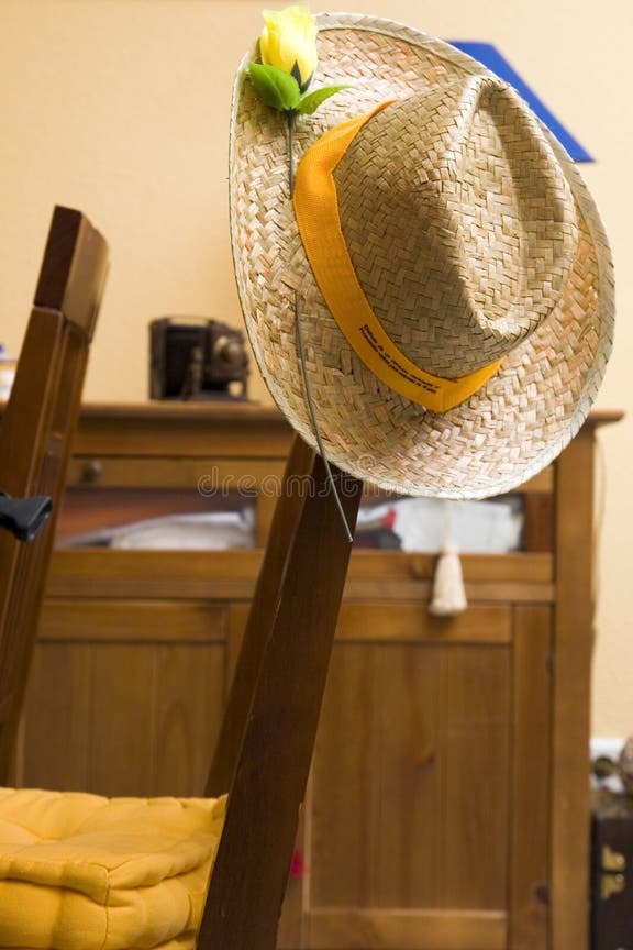 Straw hat stock photo. Image of beige, indoors, headgear - 17958408