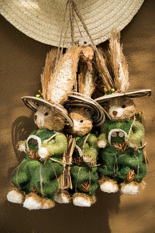 A Straw Hat and Cartoon Rabbit Stock Image - Image of pendants, three ...