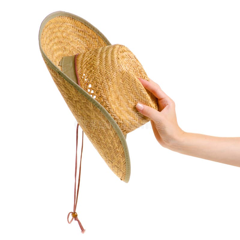 Straw hat in hand stock photo. Image of farm, straw - 119681188