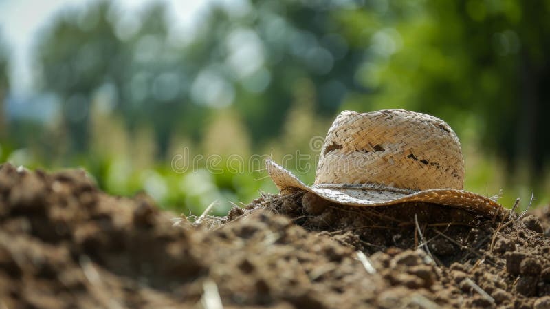 A Straw Hat Lying Abandoned on Top of a Stack of Peat Forgotten in the ...