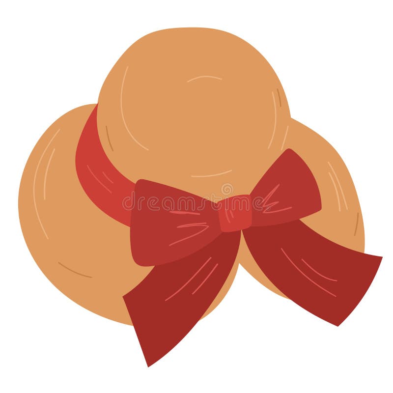 Straw hat with red ribbon. stock vector. Illustration of vintage ...