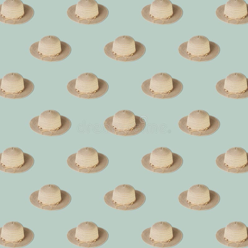 Straw Hat with Ribbon. Seamless Pattern. Summer or Beach Concept Stock ...