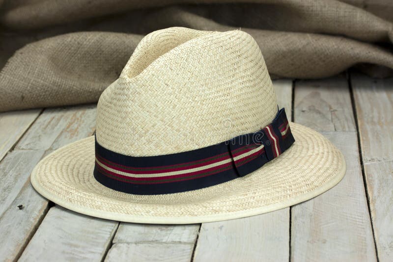 Straw Hat on Rustic Surface Stock Photo - Image of table, country: 56174816