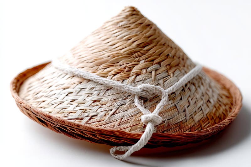 A Straw Hat with a String Tied Around it Stock Image - Image of bamboo ...